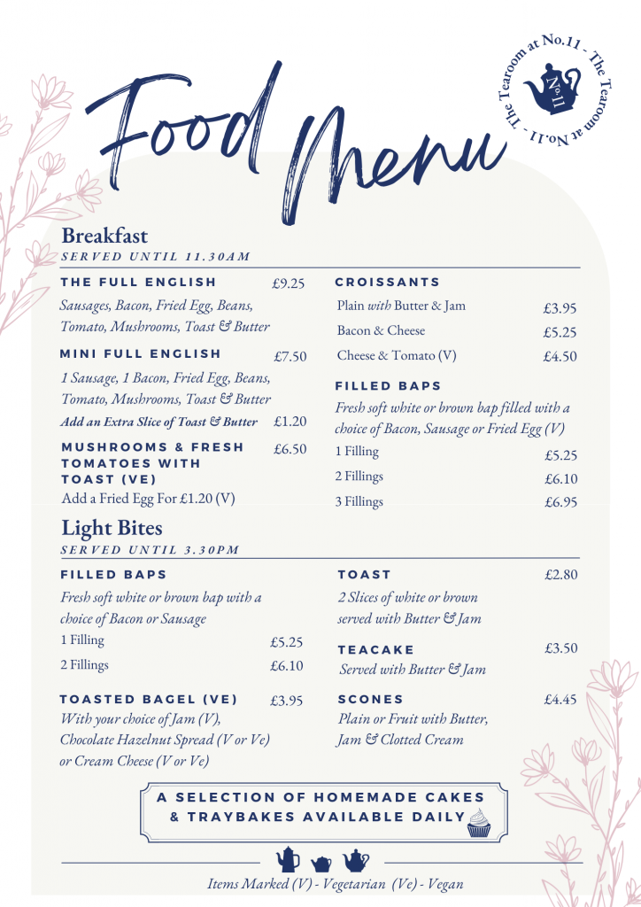 Menu - Audlem Village Tearoom