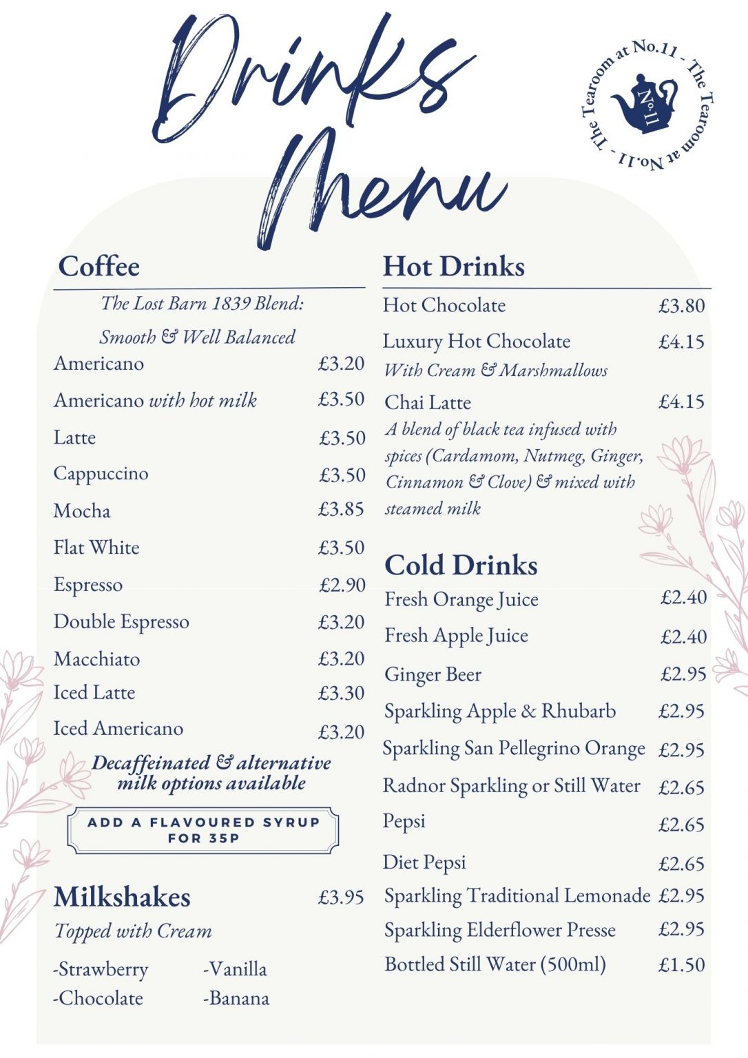 Menu - Audlem Village Tearoom
